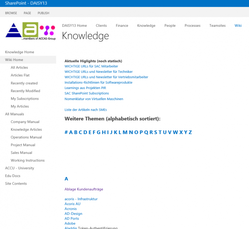 SharePoint 2013 - Wiki | acoris AG
